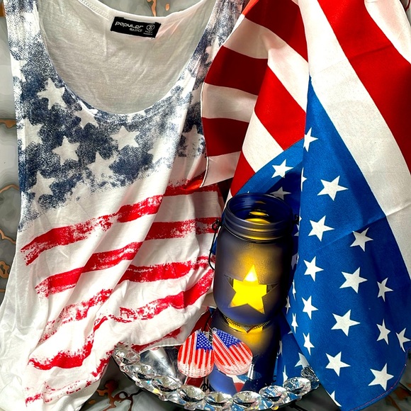 Accessories | 4pc Star Spangled Bundle With Flag Tank Top Earrings ...